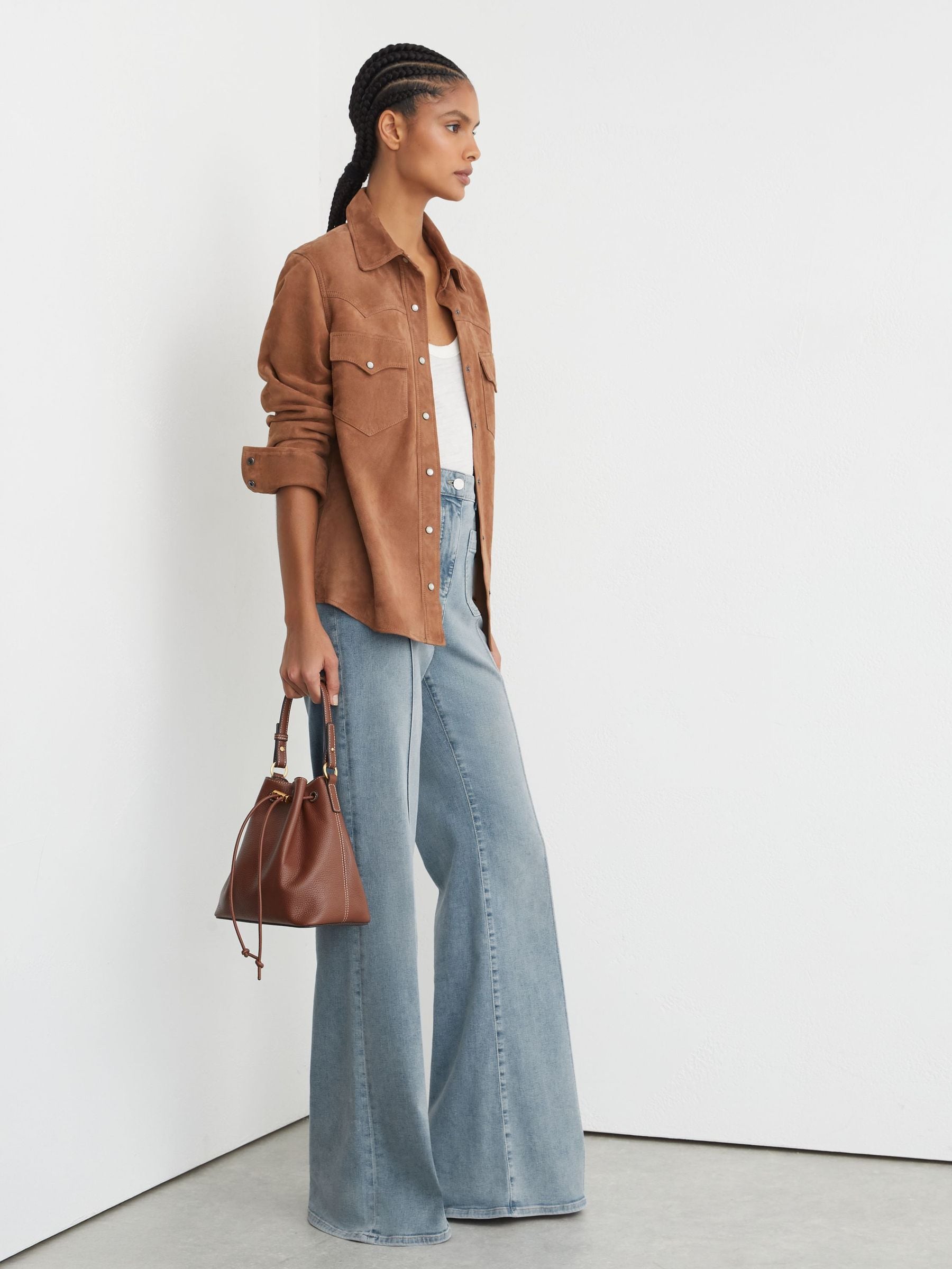 REISS Sakura Patch-Pocket Flared Jeans